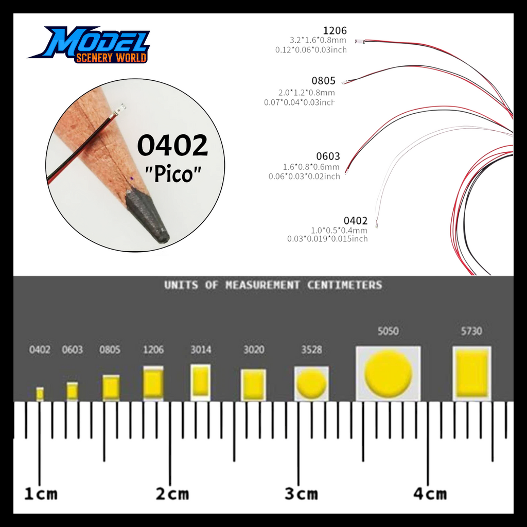 10 Pack Pico 0402 Pre-Wired LED ~ 3-12 Volt DC ~ Choose Color | Model ...