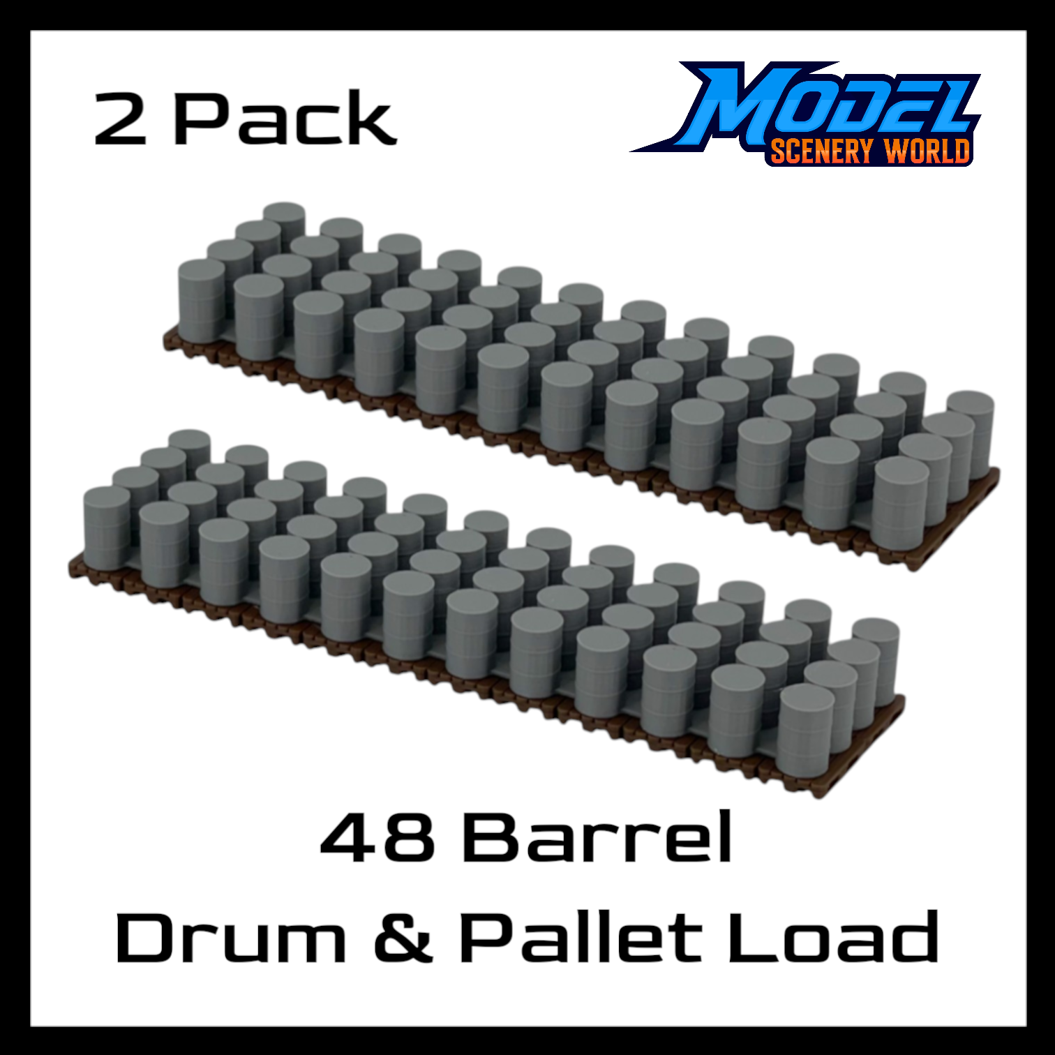 48 Barrel Drum & Pallet Load (2pk) - HO Scale 1:87 | Model Scenery World