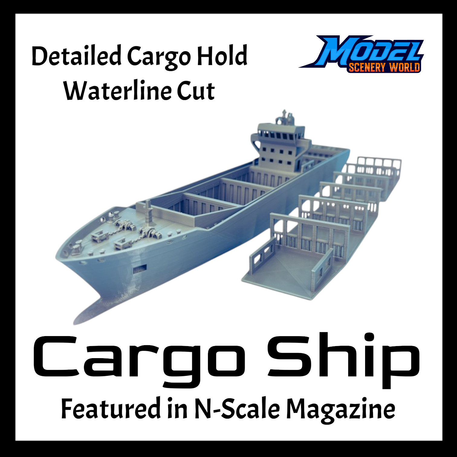 Container Ship Model – FeederMax – Waterline Cut – N Scale – Gray ...