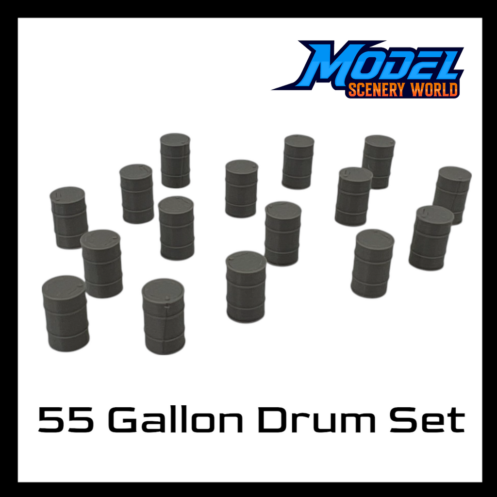 55 Gallon Drum/Barrel (15pc) - Z Scale 1:220 - Gray | Model Scenery World