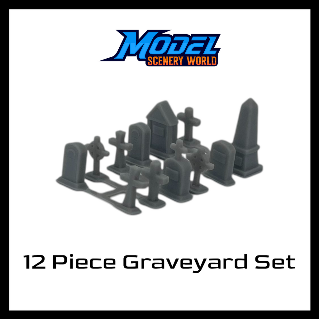 Graveyard Set (12pcs) Resin - O Scale - Gray | Model Scenery World