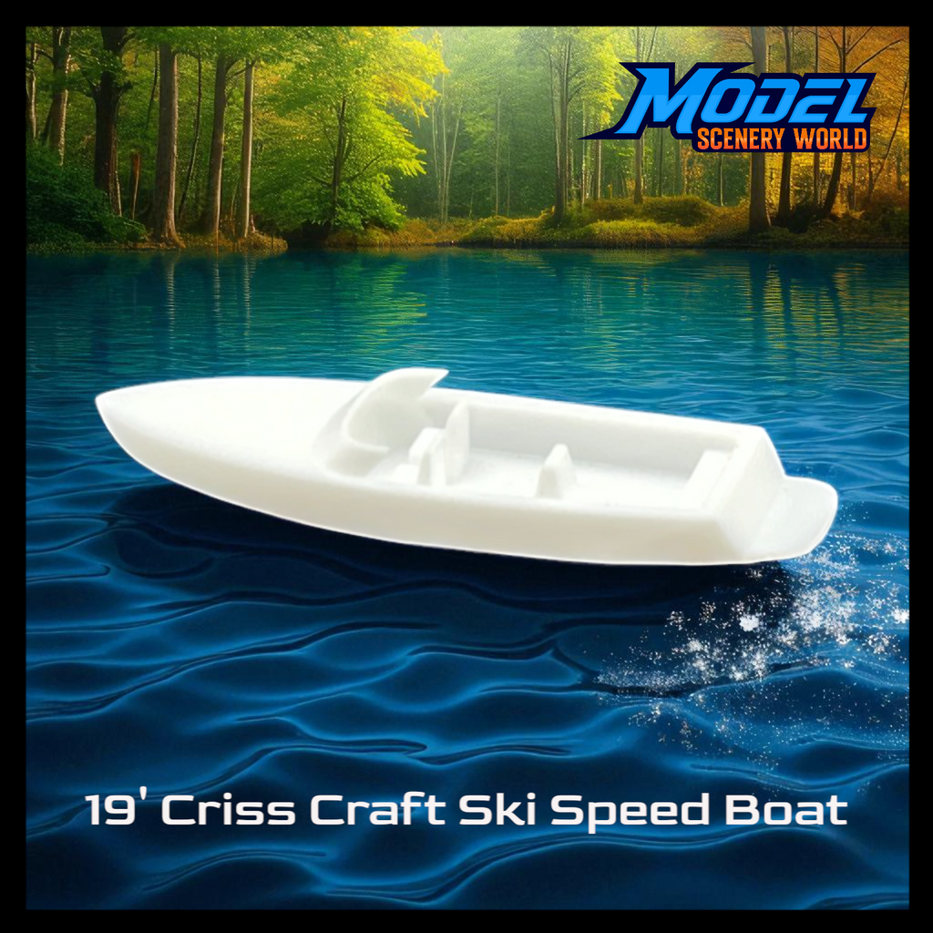19' Criss Craft Ski Speed Boat - HO Scale 1:87 - White | Model Scenery ...