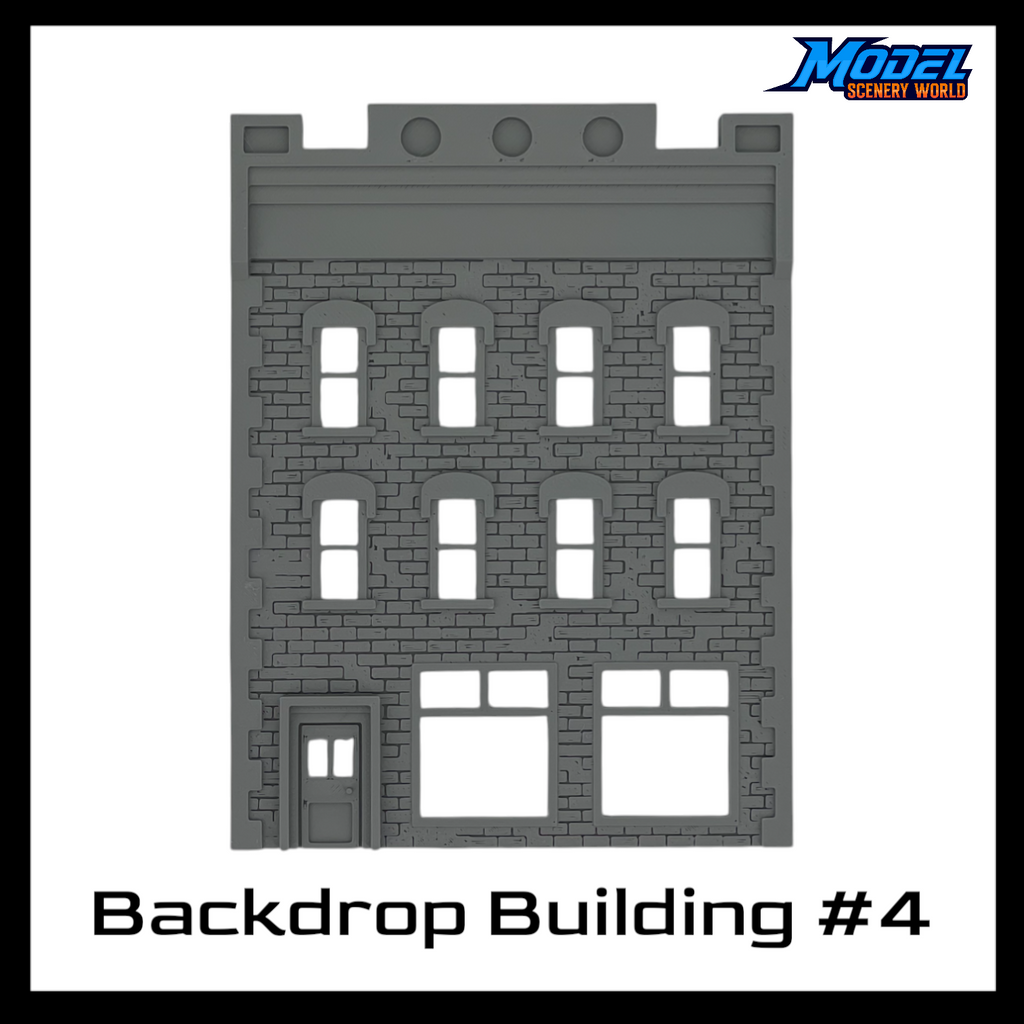 Backdrop Building BG #4 - N Scale - Gray | Model Scenery World