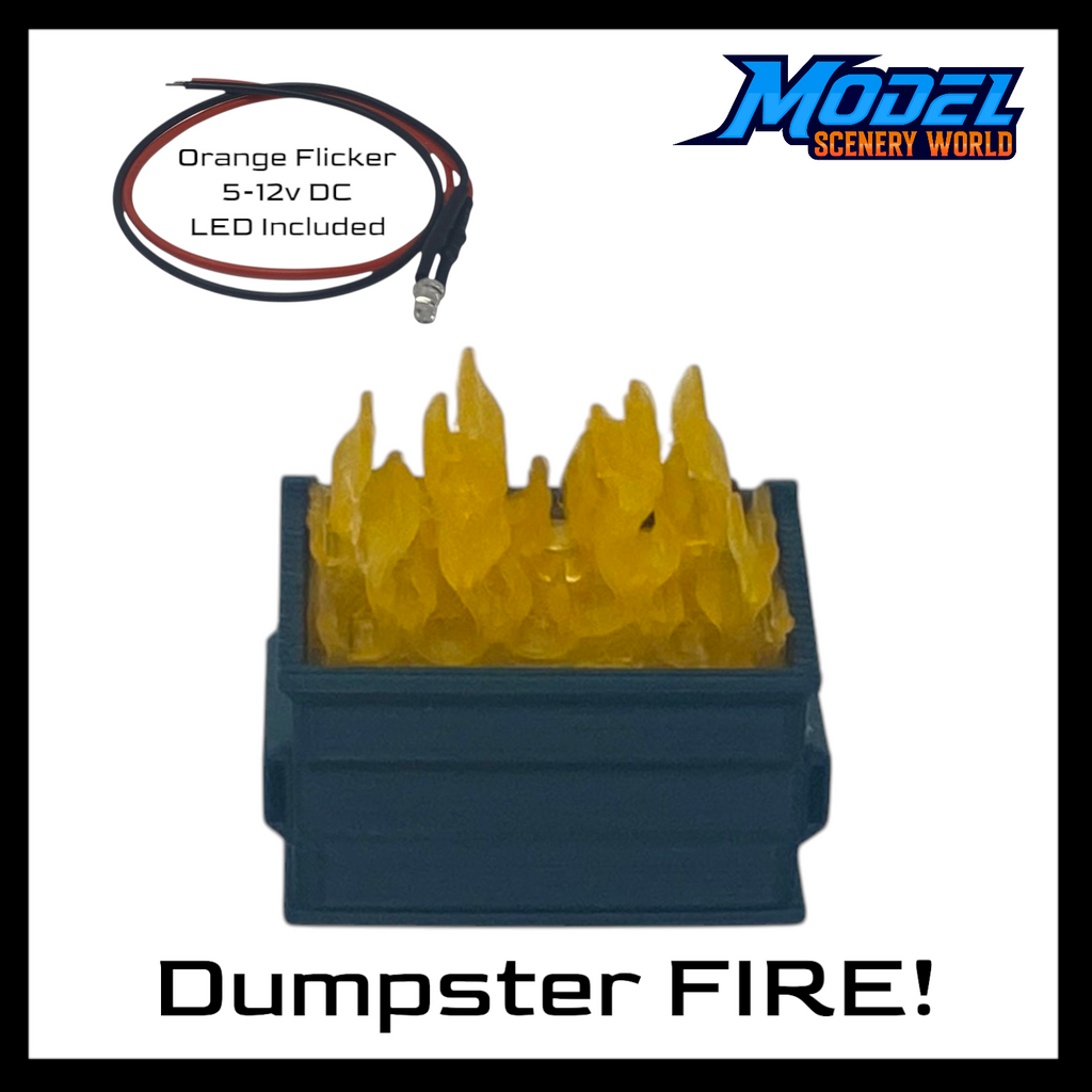 Dumpster Fire with LED - HO Scale - Green | Model Scenery World