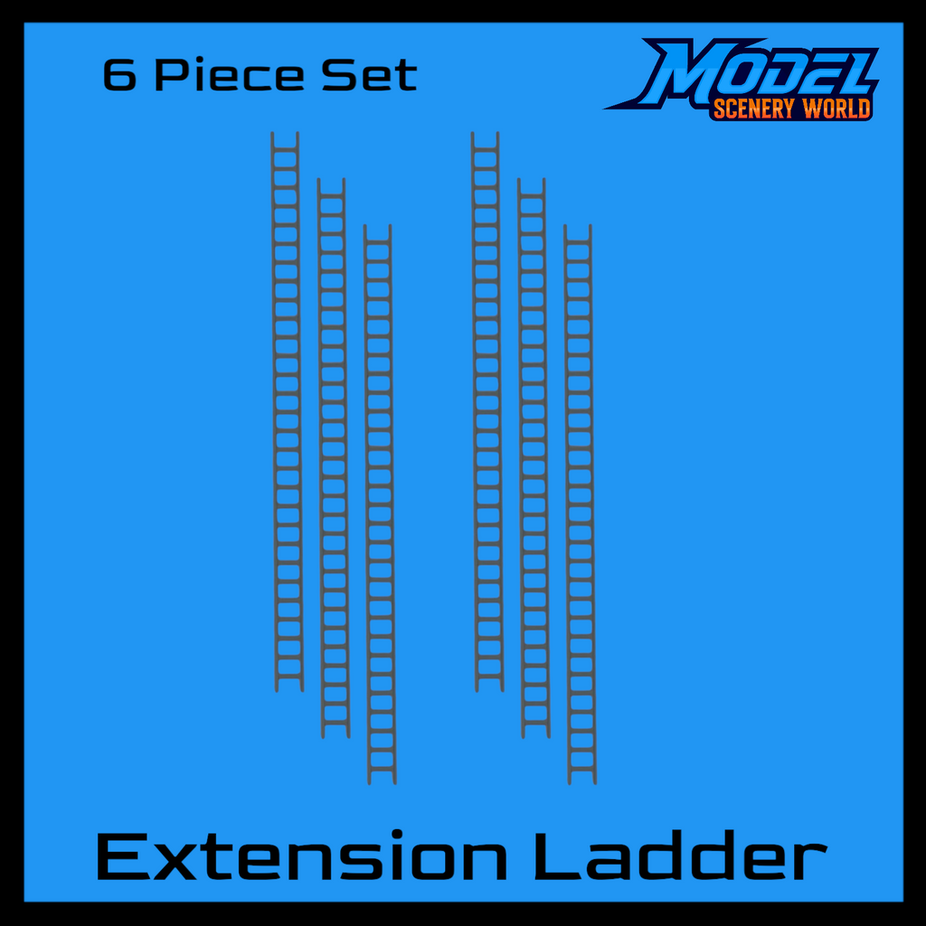 Extension Ladder (6pcs) - HO Scale 1:87 - Gray | Model Scenery World