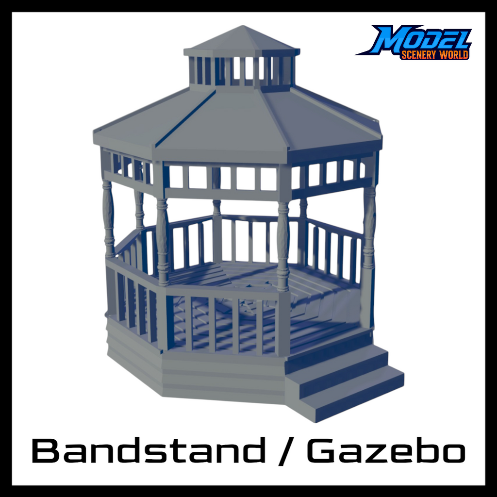 Gazebo Bandstand Pavilion - N Scale 1:160 - Gray | Model Scenery World