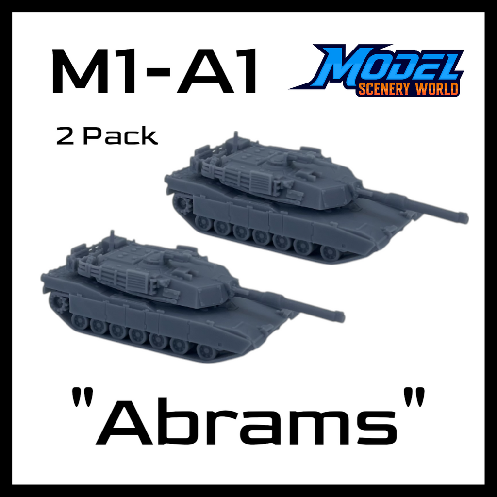 M1-A1 Abrams Tank (2pk) - N Scale - Gray | Model Scenery World