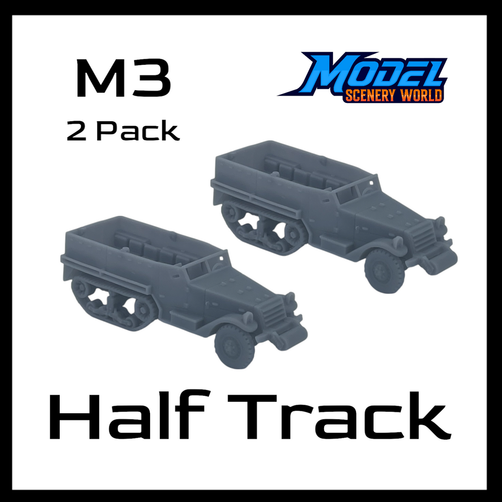 M3 Half Track Open (2pk) - N Scale 1:160 - Gray | Model Scenery World