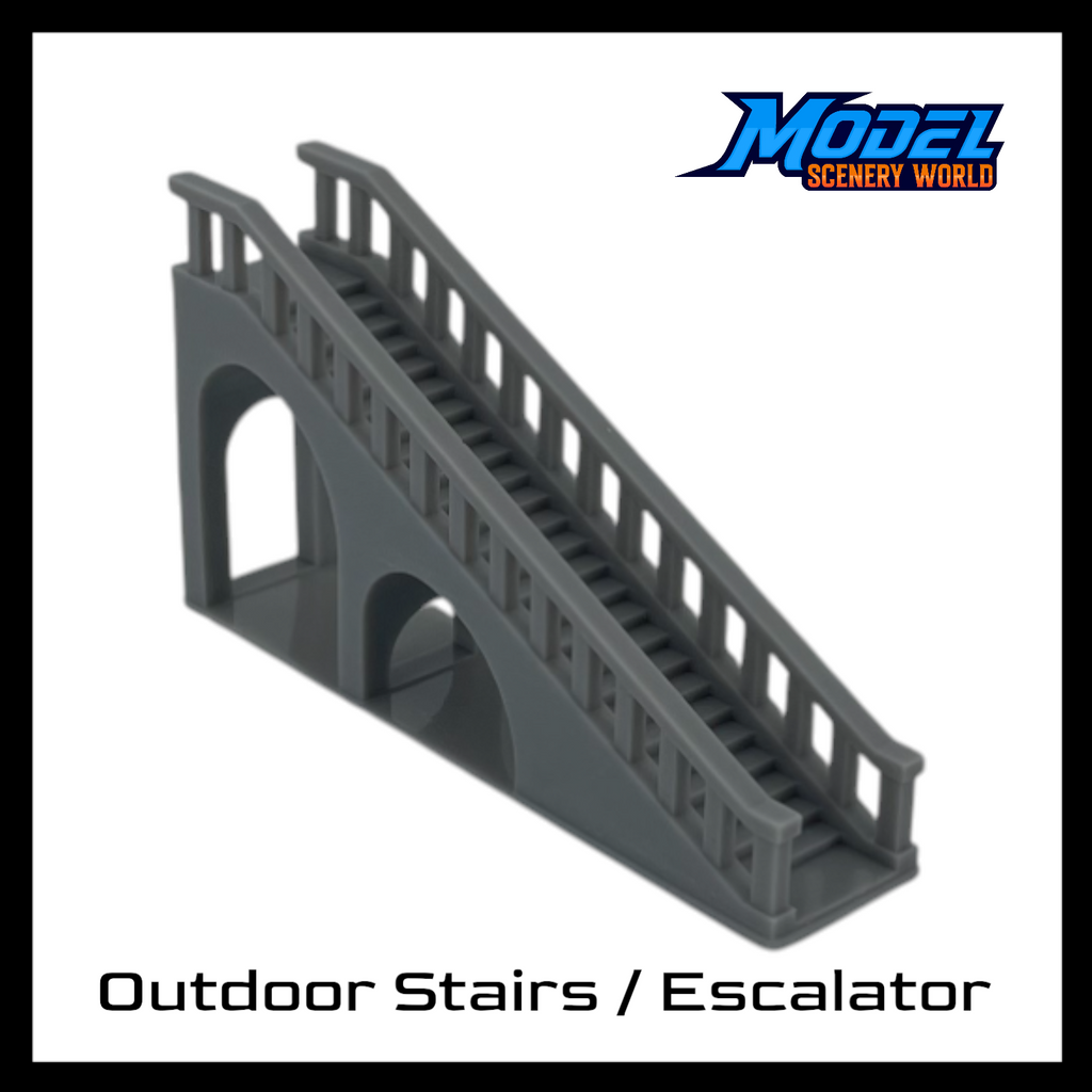 Outdoor Stairs / Escalator - N Scale 1:160 - Gray | Model Scenery World