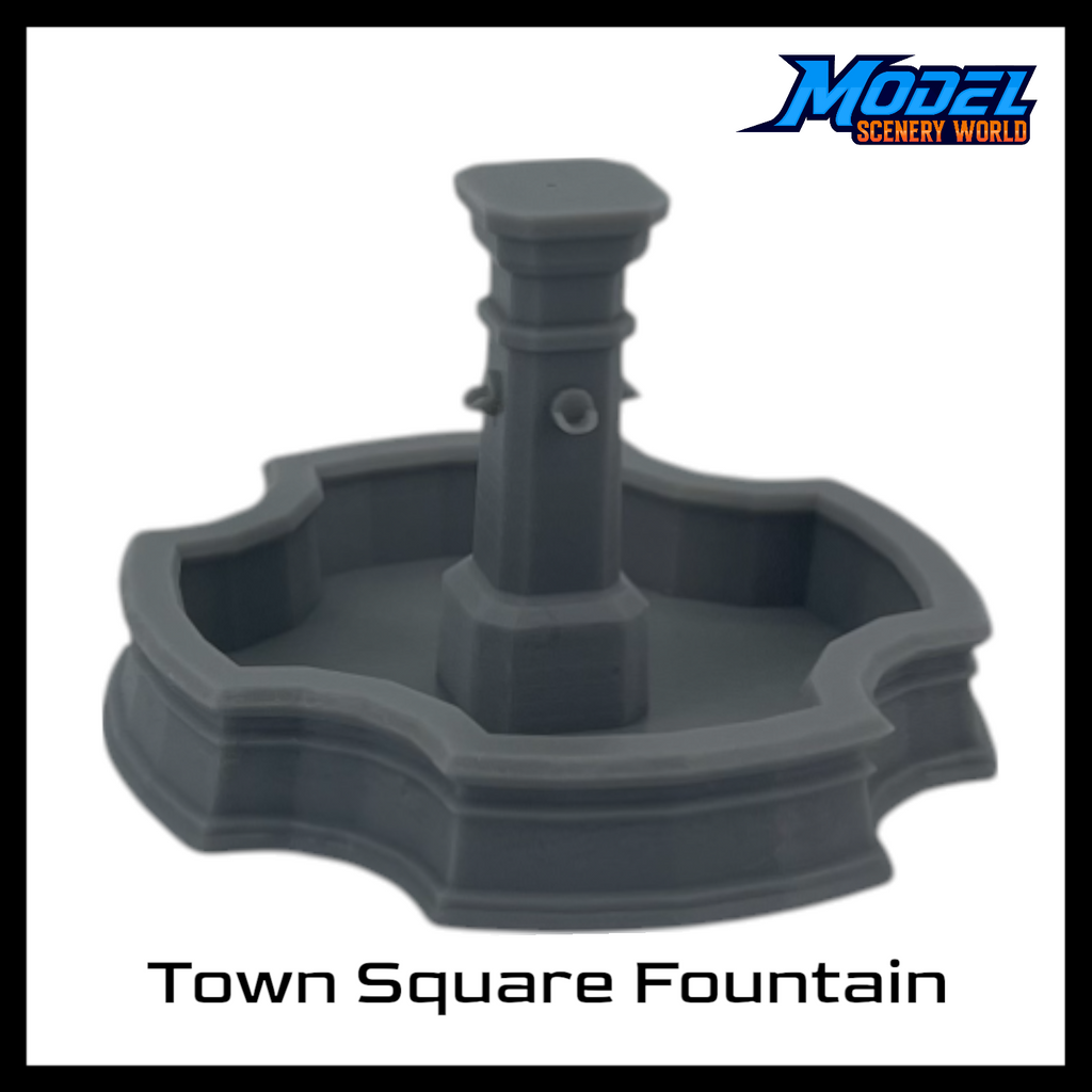 Town Square Fountain - S Scale - Gray | Model Scenery World