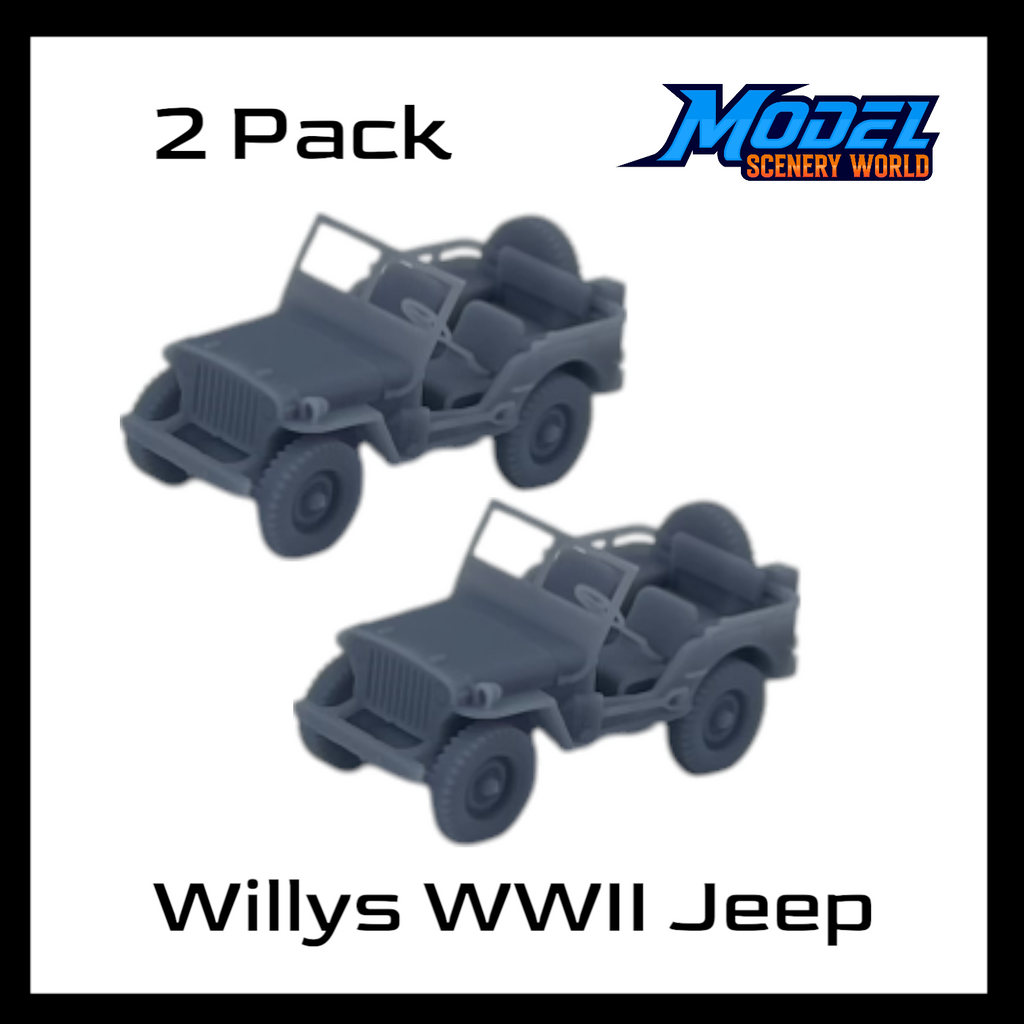 WWII Willy's Army Jeep Open (2pk) - HO Scale 1:87 - Gray | Model ...