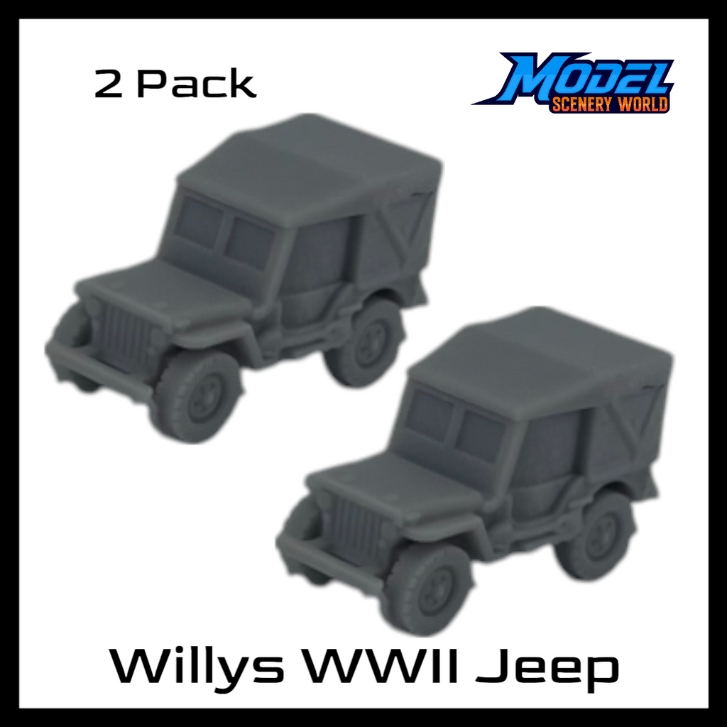 WWII Willy's Army Jeep Covered (2pk) - HO Scale 1:87 - Gray | Model ...