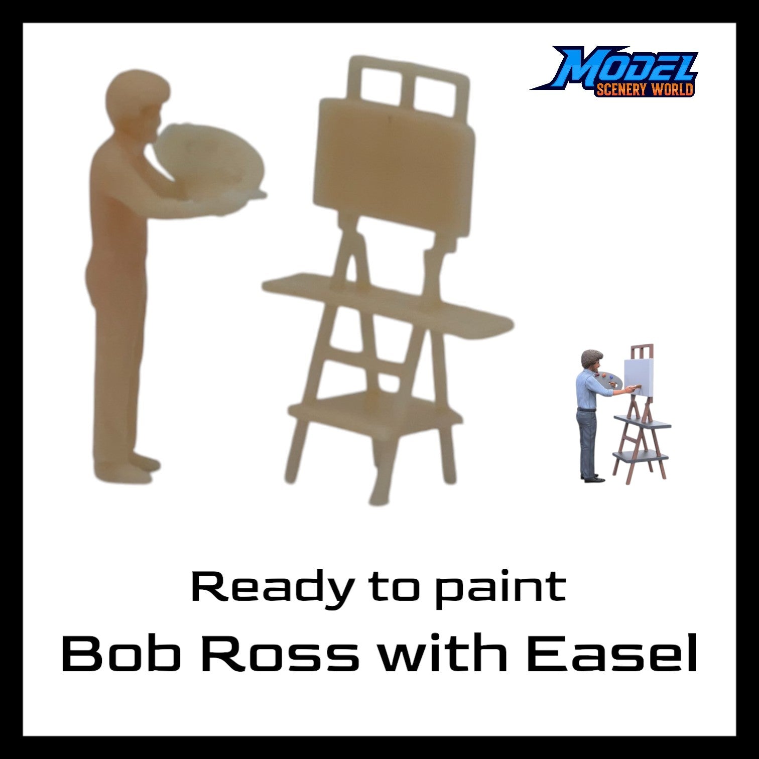 Bob Ross with Easel - HO Scale | Model Scenery World