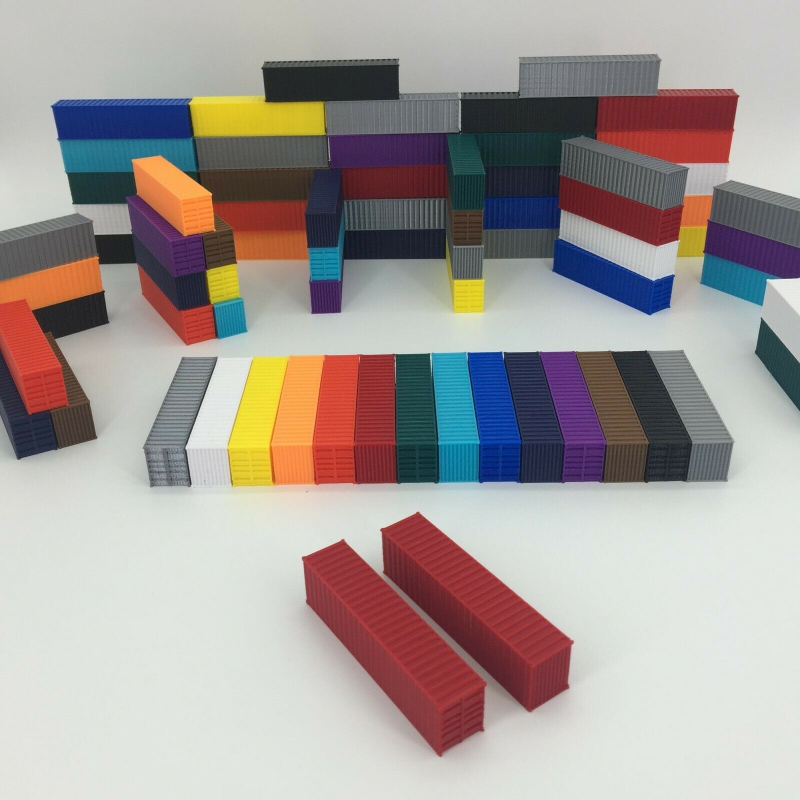 NEW (2) 40' Shipping Containers - Z Scale 1:220 - DEEP RED ALL COLORS ...