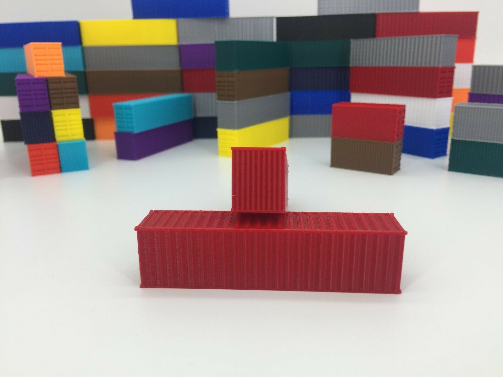 NEW (2) 40' Shipping Containers - N Scale 1:160 DEEP RED - ALL COLORS ...