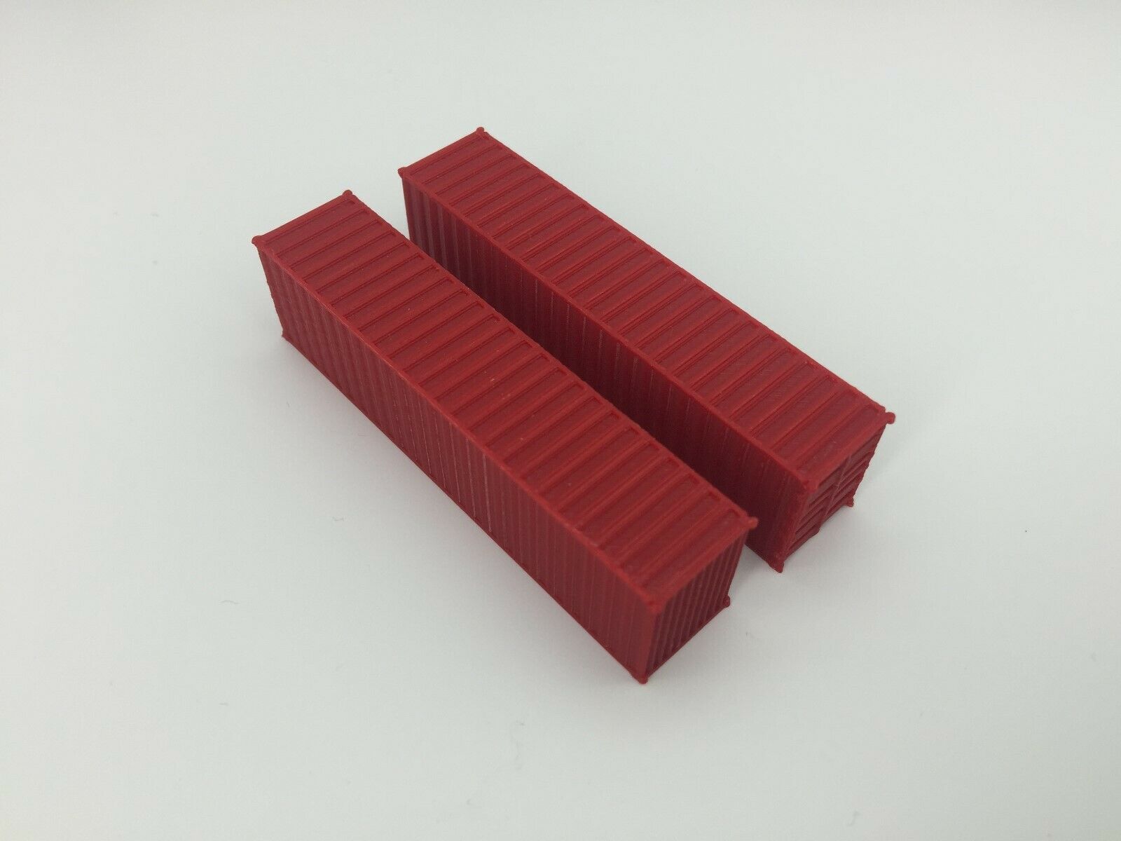 NEW (2) 40' Shipping Containers - N Scale 1:160 DEEP RED - ALL COLORS ...
