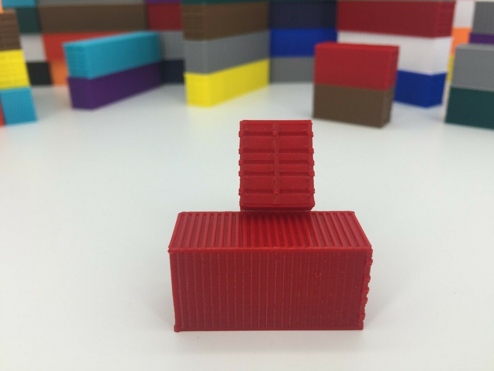 NEW (2) 20' Shipping Containers - N Scale 1:160 DEEP RED - ALL COLORS ...